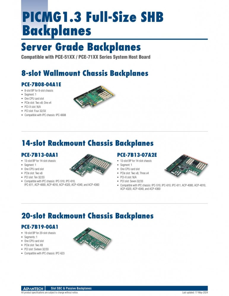 ADVANTECH PCE backplane reference page 1