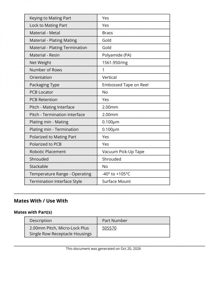 Technical document page image 3 for MOLEX 5055751690