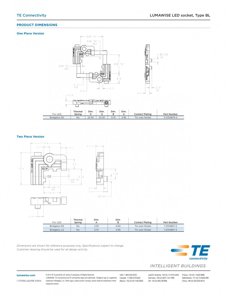 TE Connectivity LUMAWISE LED Holder documentation page 2