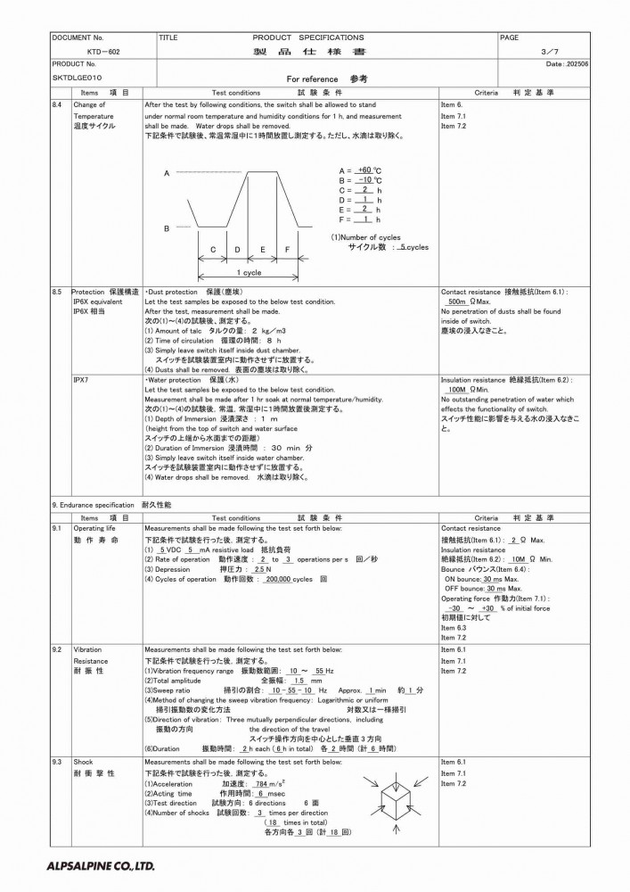 SKTDLGE010 product specification, page 3