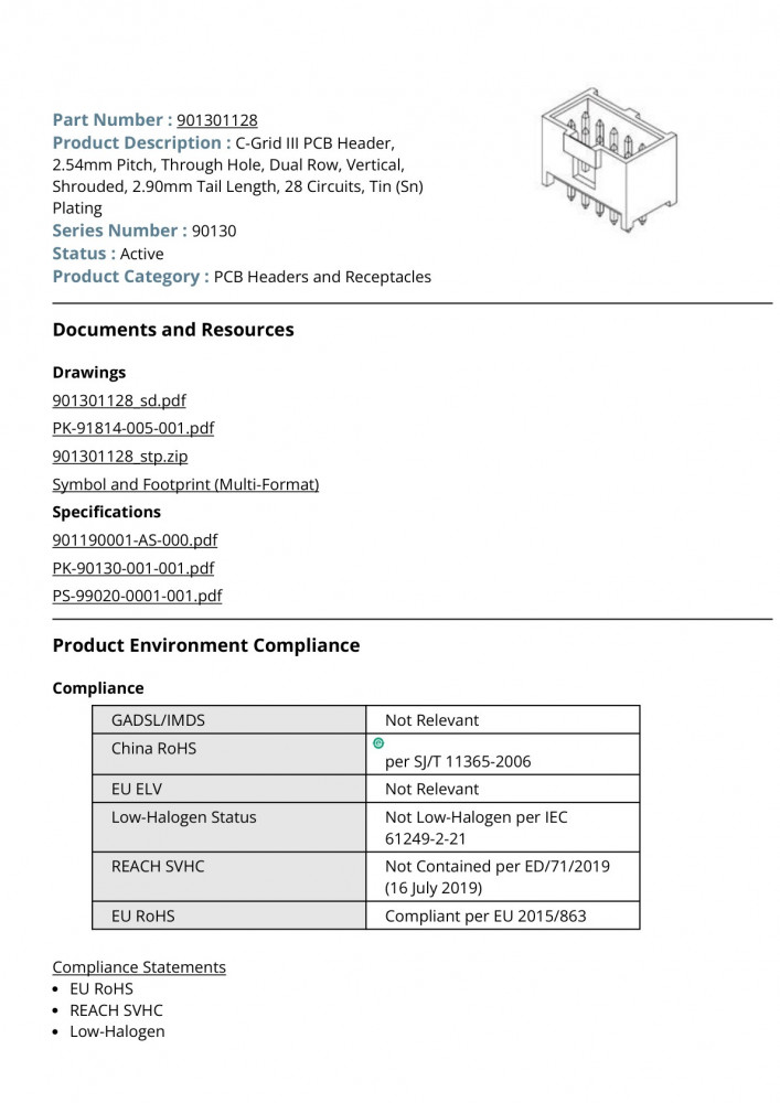 MOLEX 901301128 document preview, page 1