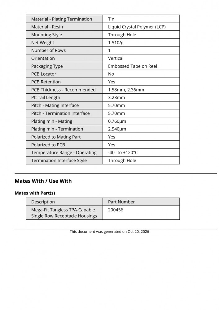 Technical document image 3 for MOLEX 2002411632