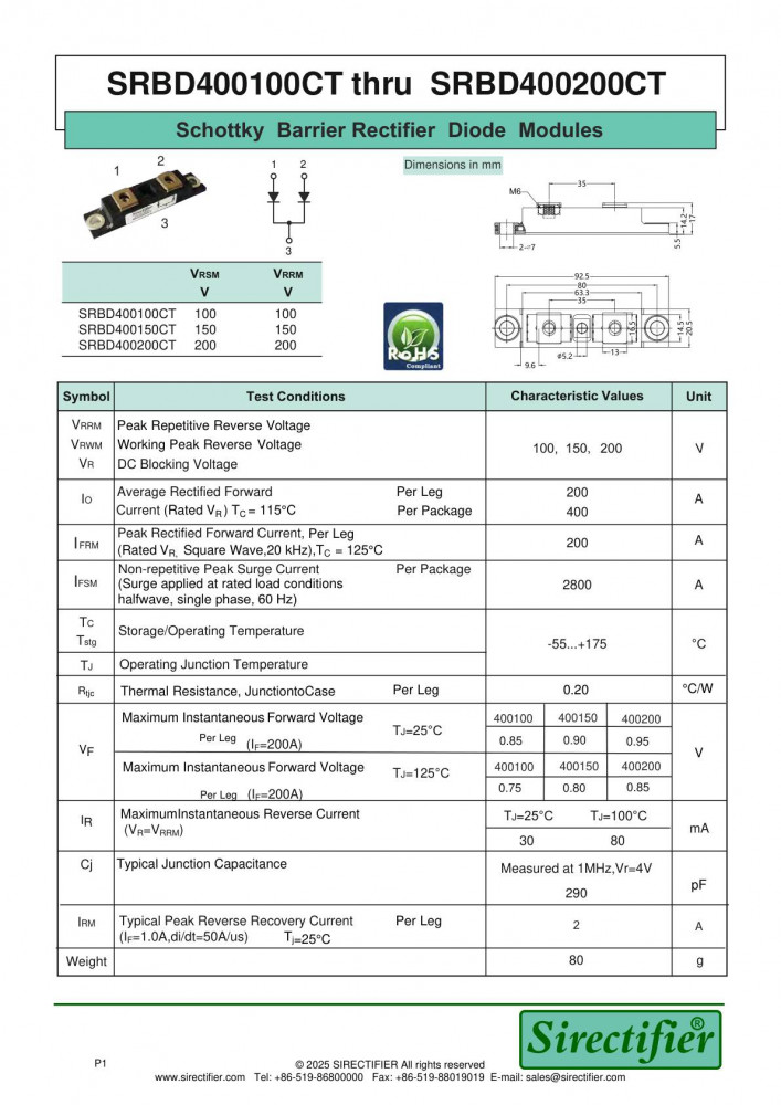 SRBD400150CT datasheet page 1