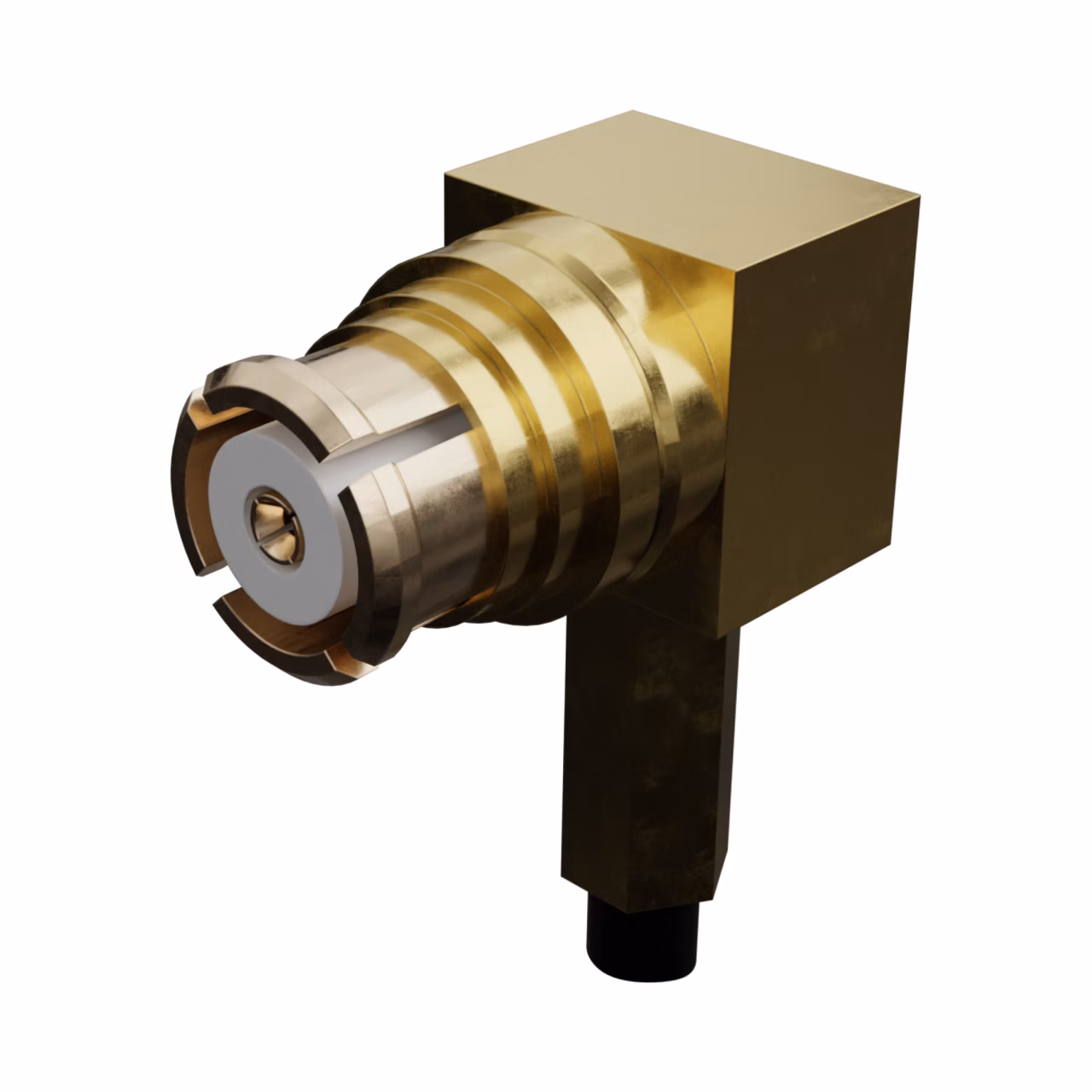 SMP Jack, Right-Angle, Crimp, Brass Body, Gold (Au) Plated, 1.13mm Cable, Tray, 50 Ohms for sale