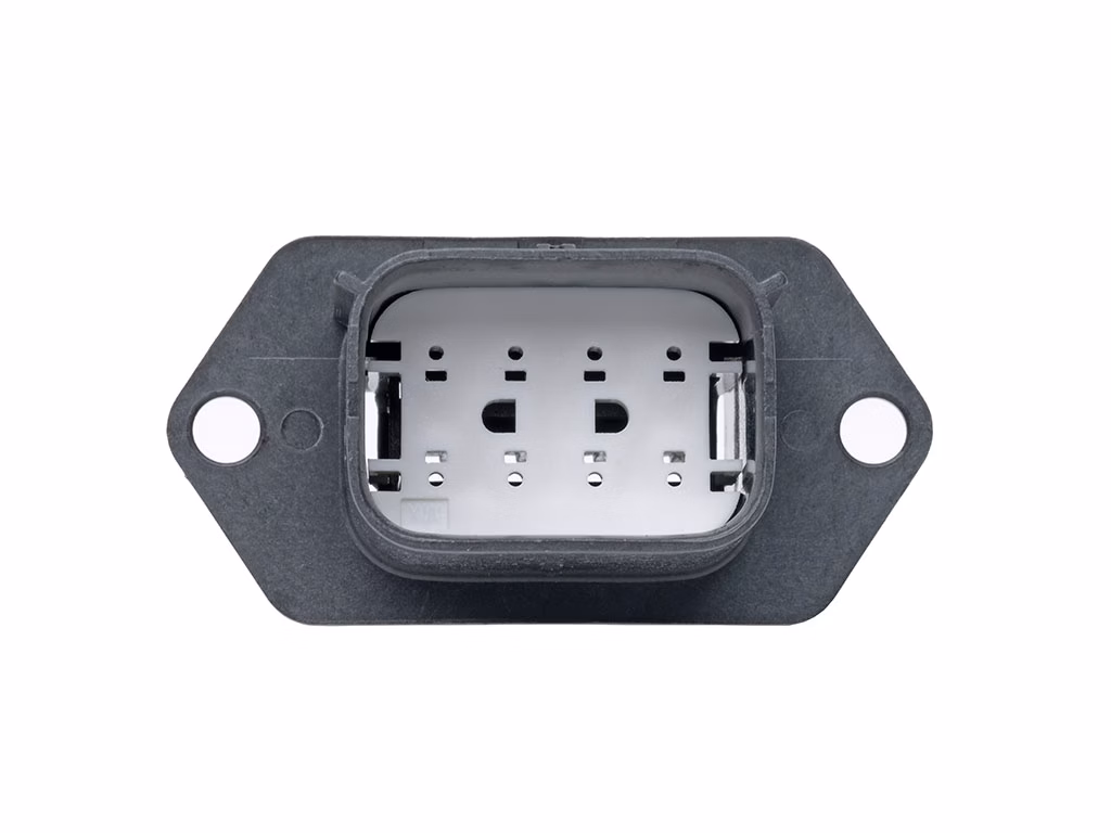 MX150L 8 Circuit Panel Mount Plug for 22-14 AWG Wire, Rear Mount Flange Assembly, with Gasket, Black
