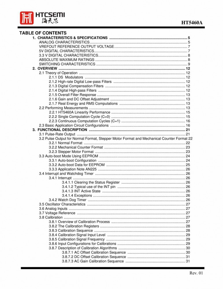 HT5460ARSZ datasheet page 2