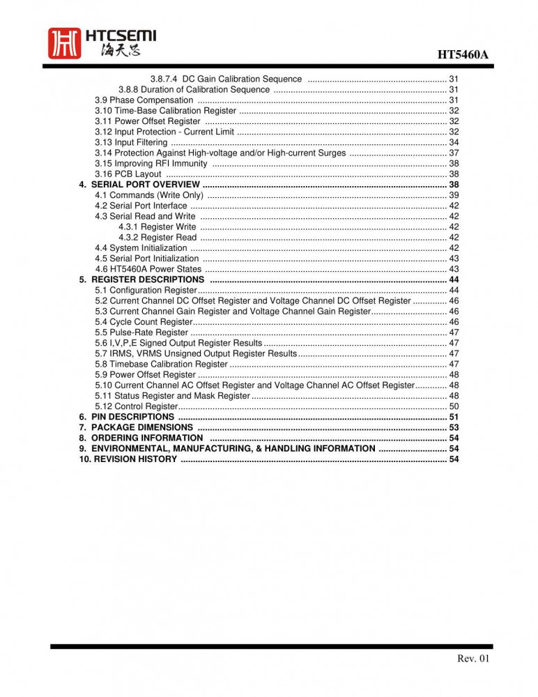 HT5460ARSZ datasheet page 3