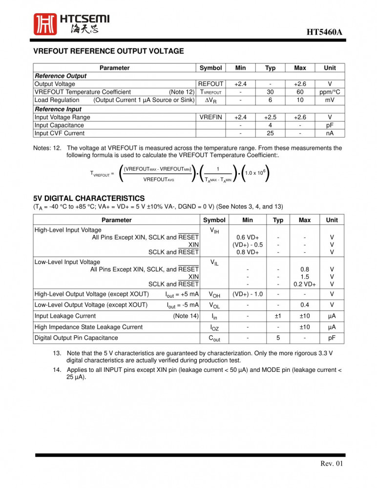 HT5460ARSZ datasheet page 7
