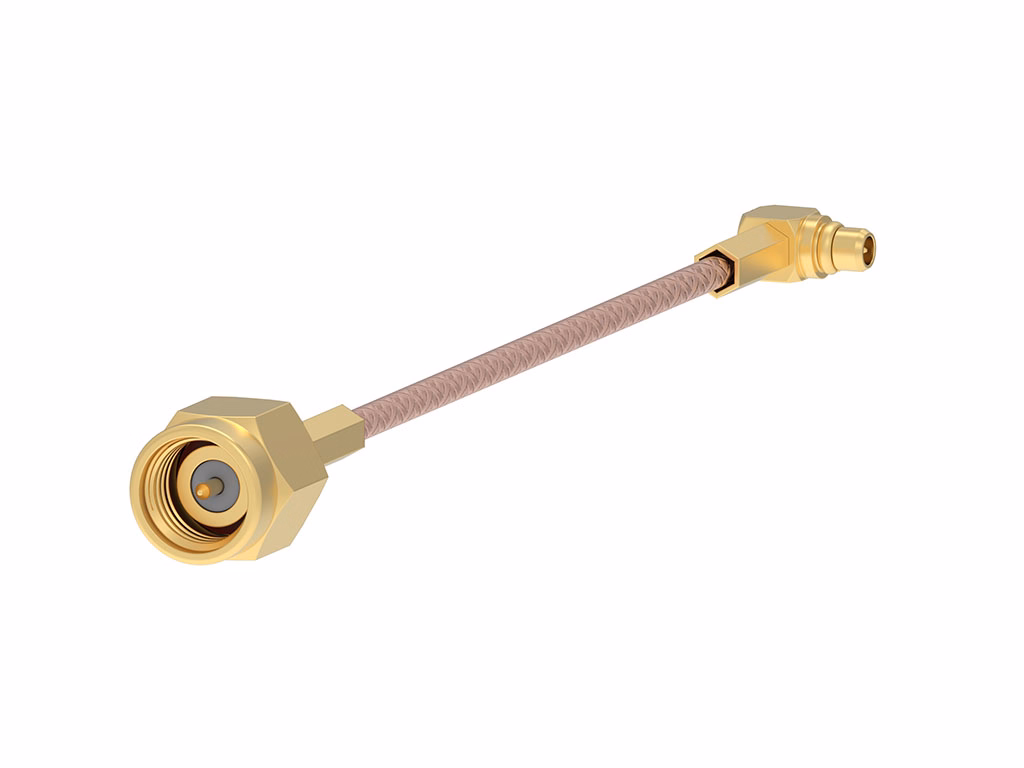 MCX Right-Angle Plug to MCX Right-Angle Plug on RG-316 Cable, 88.90mm Length, 50 Ohms