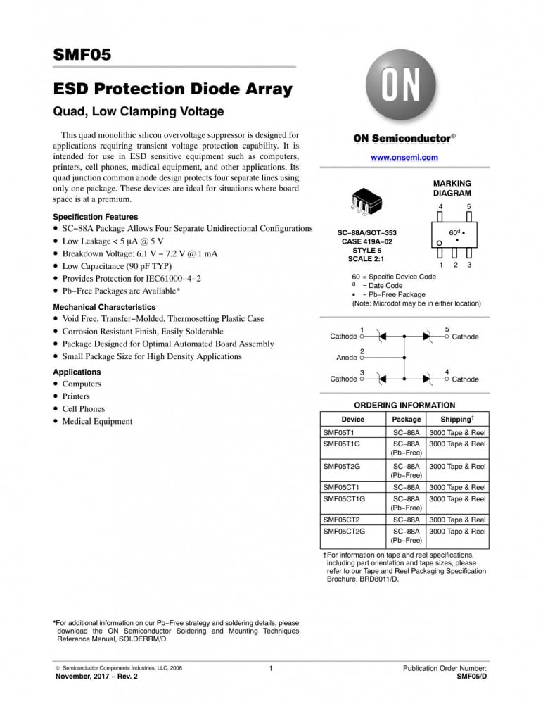 SMF05T1G datasheet page 1