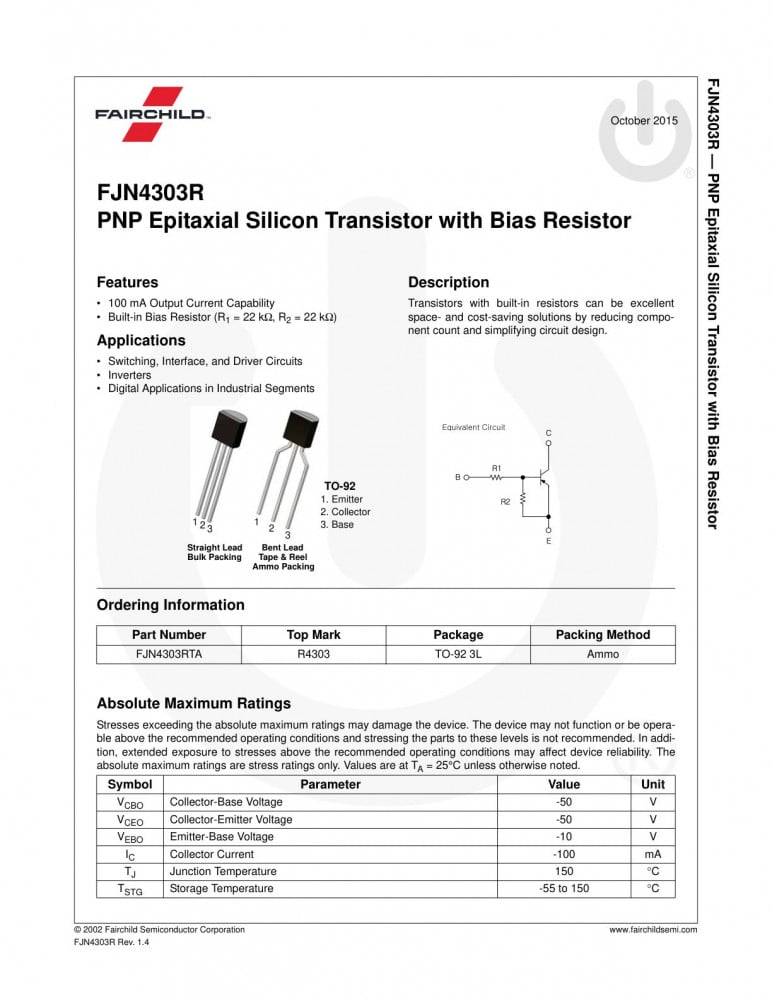 FJN4303RTA datasheet page 1