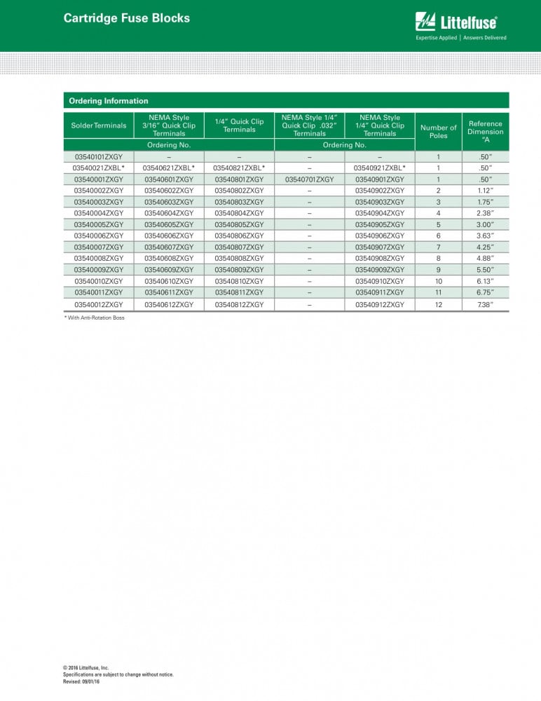 Littelfuse 03540901ZXGY datasheet page 2