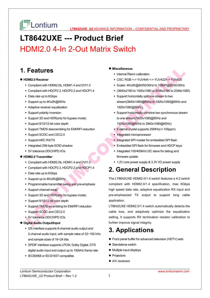 LT8642UXE technical document page 1