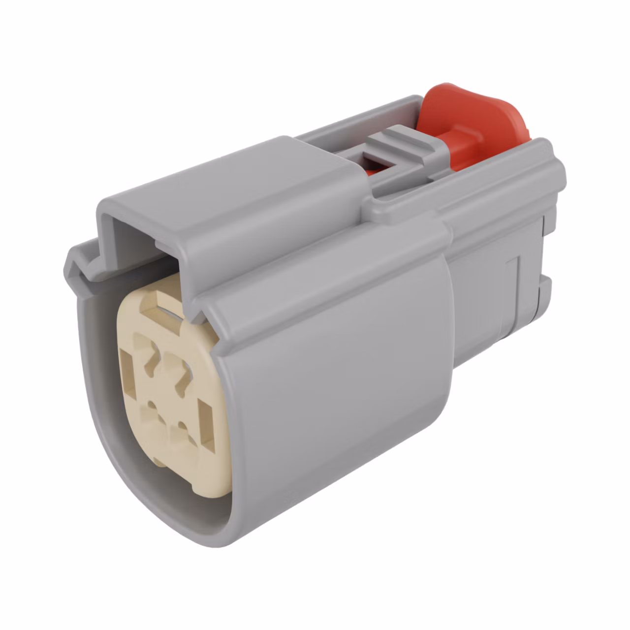 MX150 Mat-Sealed Female Connector Assembly, Dual Row, 4 Circuits, Keying Option B, with Connector Position Assurance, with Open Standard Grommet Cap, Light Gray for sale