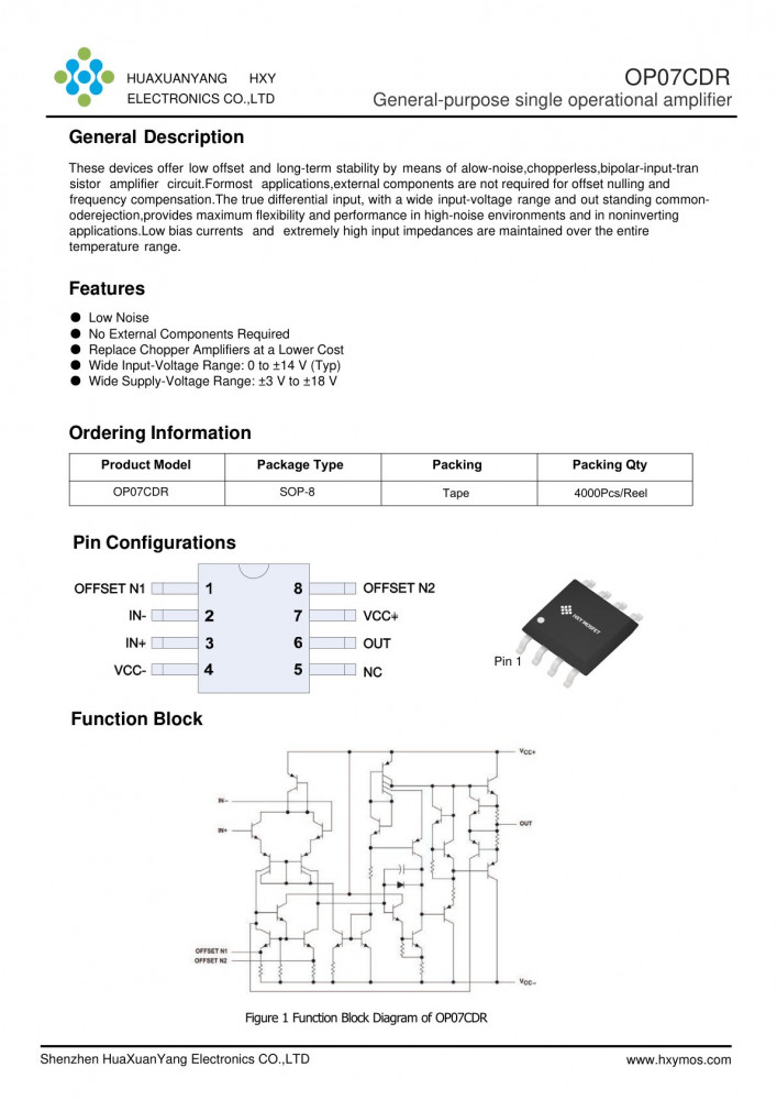 OP07CDR-HXY datasheet page 1