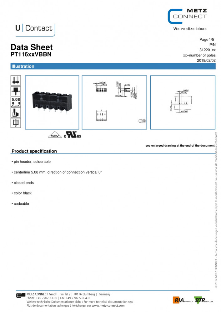 METZ CONNECT 31220103 datasheet page 1