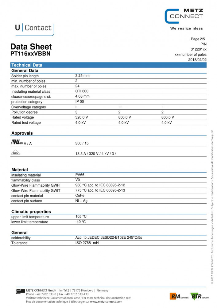 METZ CONNECT 31220103 datasheet page 2