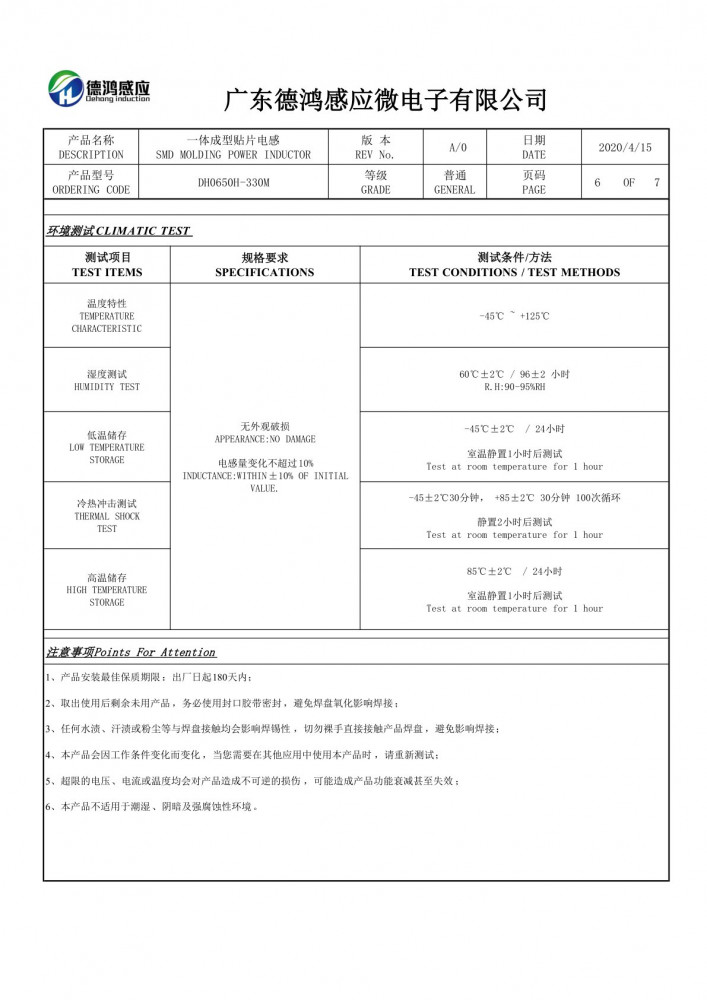 DH0650H-330M approval document page 7