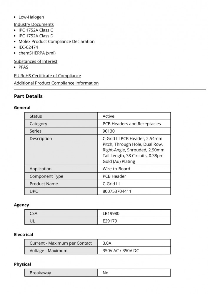 MOLEX 901303238 technical document page 2