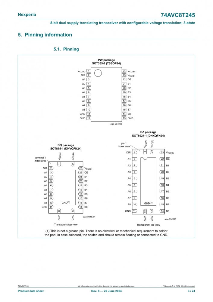74AVC8T245 datasheet page 3