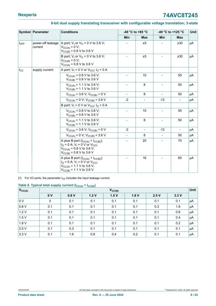 74AVC8T245 datasheet page 8