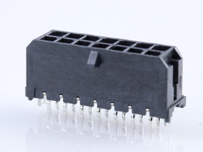 Micro-Fit 3.0 Vertical Header, 3.00mm Pitch, Dual Row, 14 Circuits, with  PCB Press-fit Metal Retention Clip, 0.38µm Gold Plating, Glow-Wire Capable, Black for sale