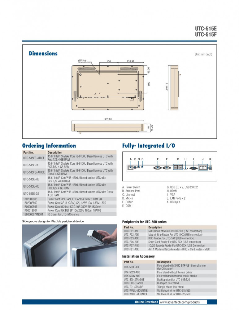 ADVANTECH UTC-515F-PE technical document page 2
