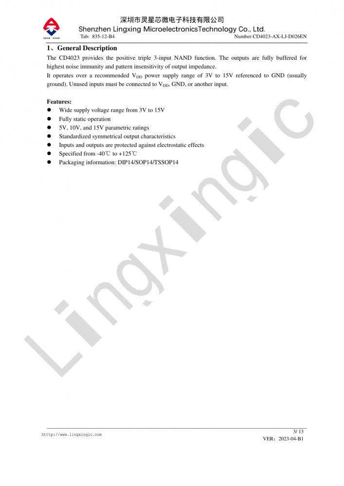CD4023BM(LX) datasheet page 3