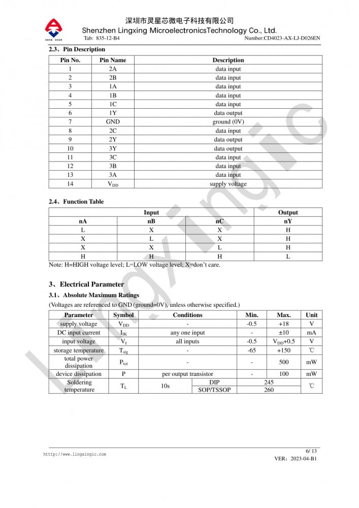 CD4023BM(LX) datasheet page 6