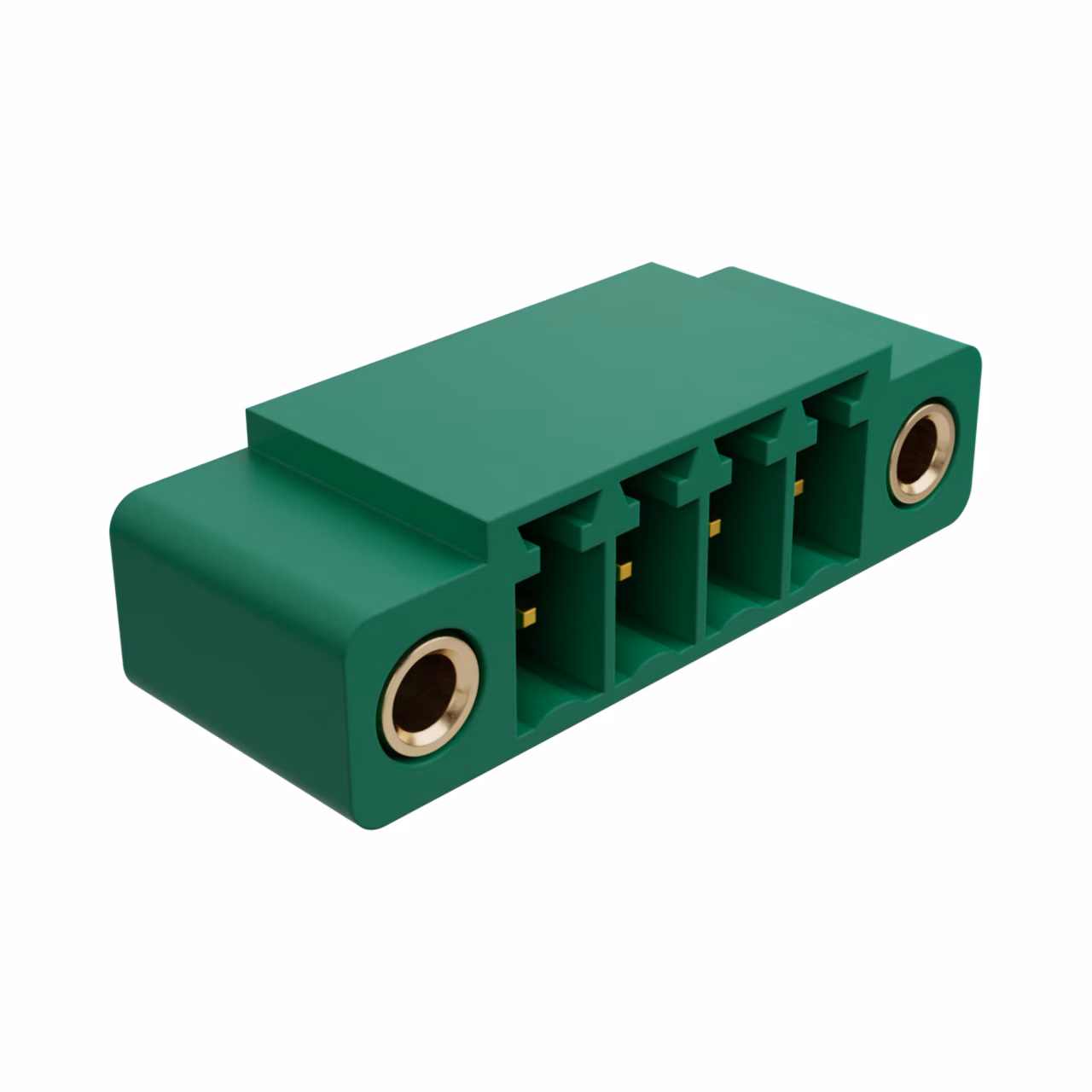 3.50mm Pitch Eurostyle Right-Angle PCB Header, with Threaded Retention Inserts, Green Housing, Gold (Au) Plated, 4 Circuits for sale