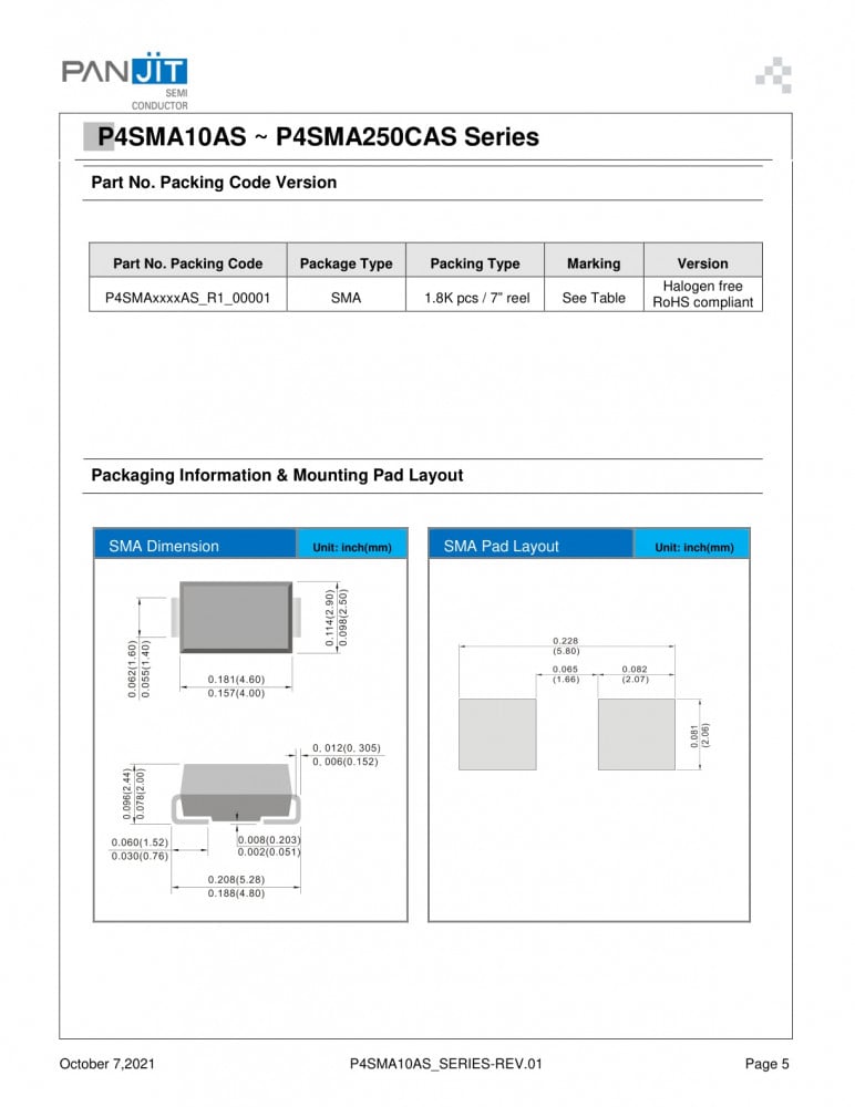 PANJIT P4SMA series datasheet page 5