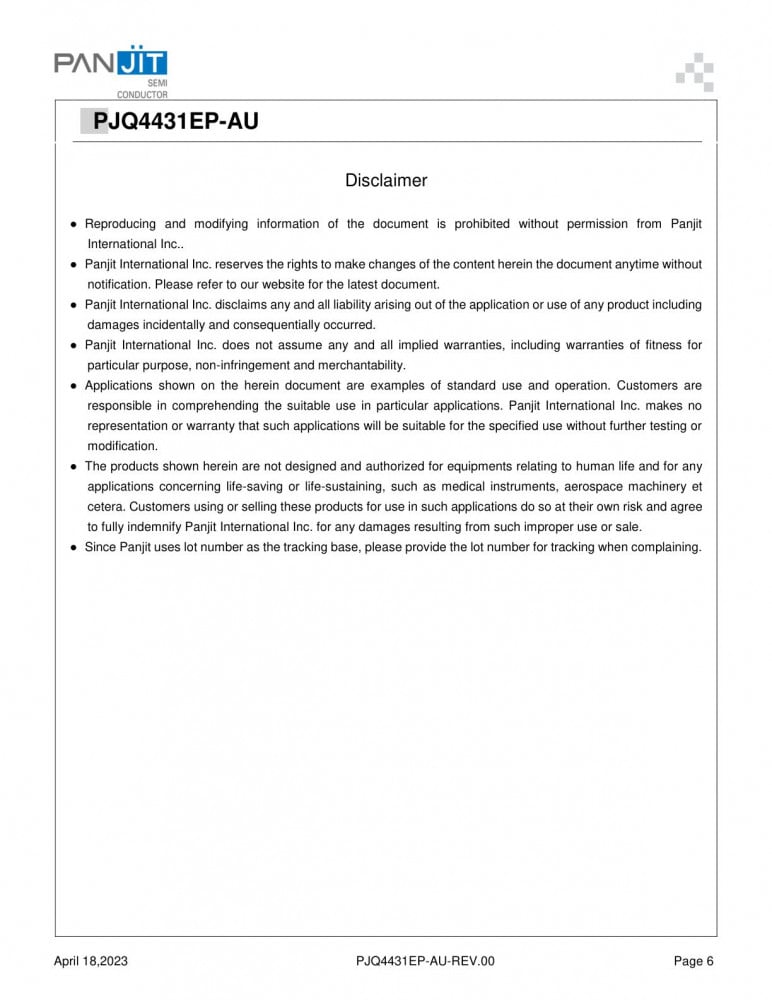PJQ4431EP-AU datasheet page 6
