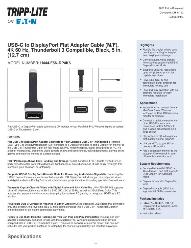 U444-F5N-DP4K6 technical document page 1