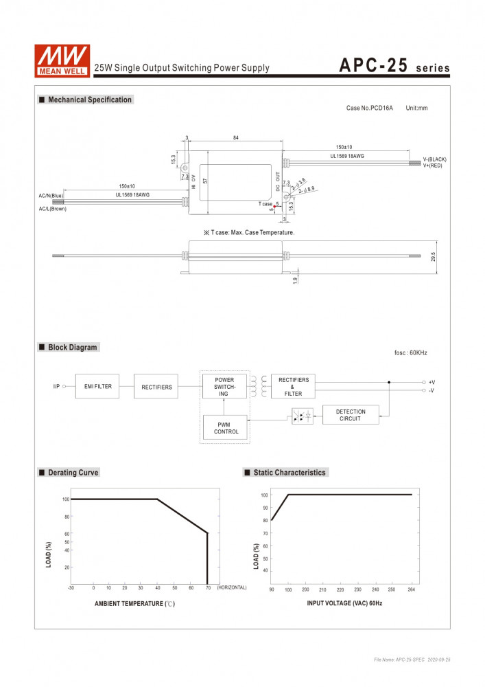MEAN WELL APC-25-500 datasheet page 2