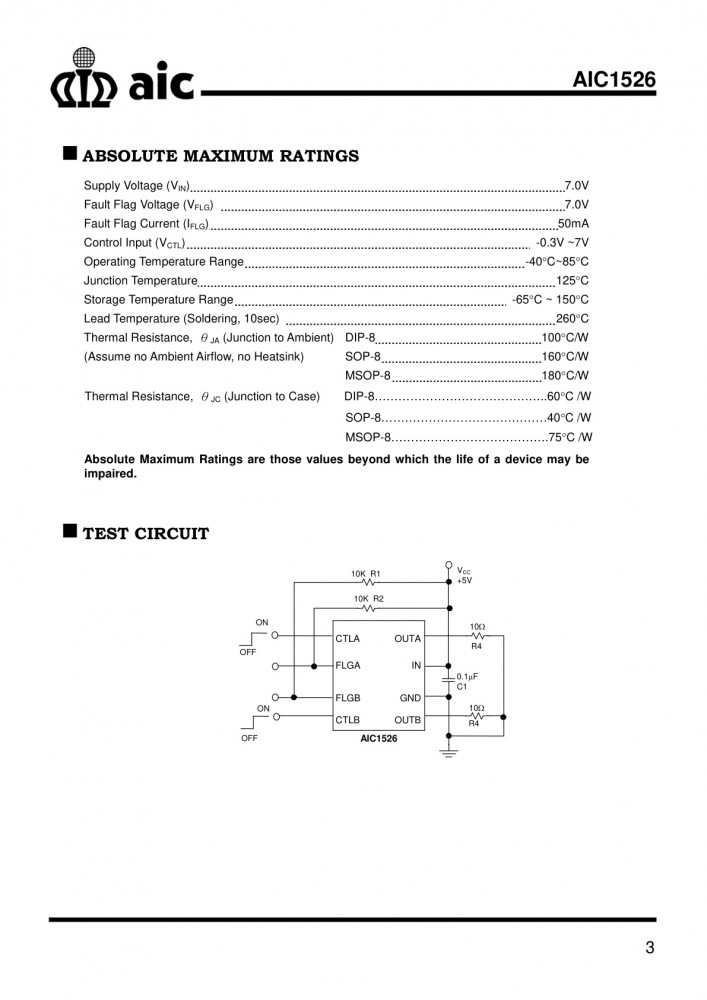 AIC1526 datasheet page 3