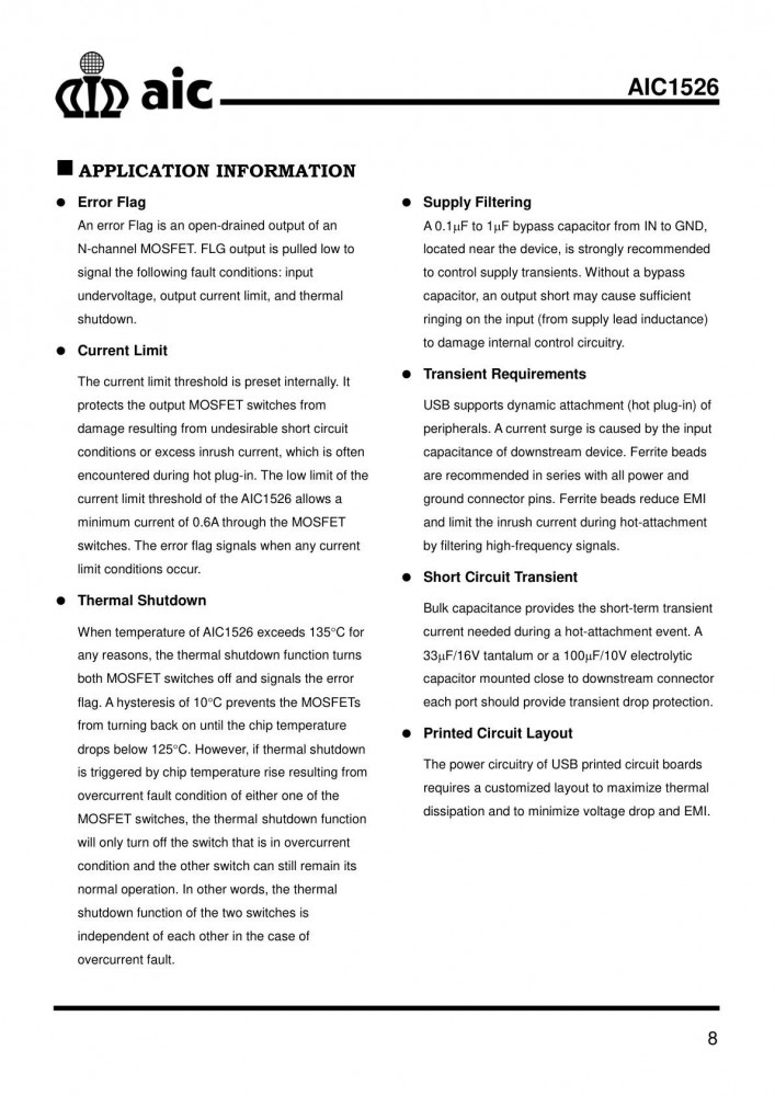 AIC1526 datasheet page 8