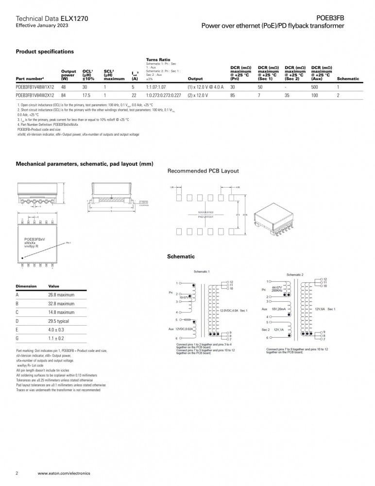 POEB3FB datasheet page 2