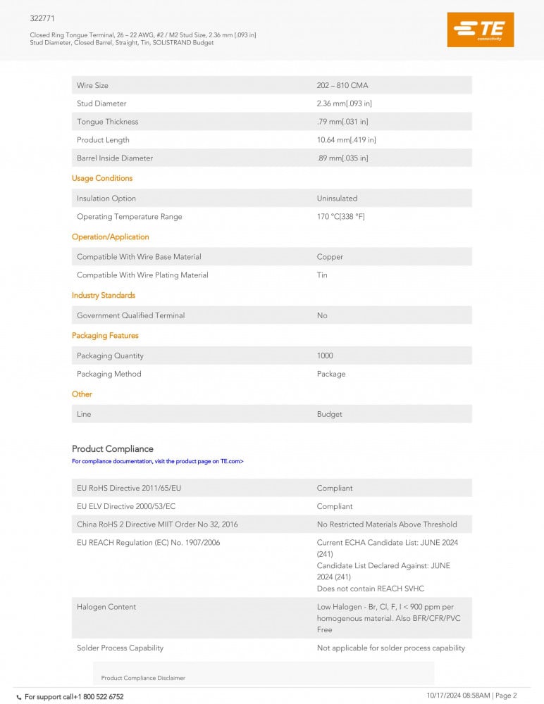 TE Connectivity 322771 technical document page 2