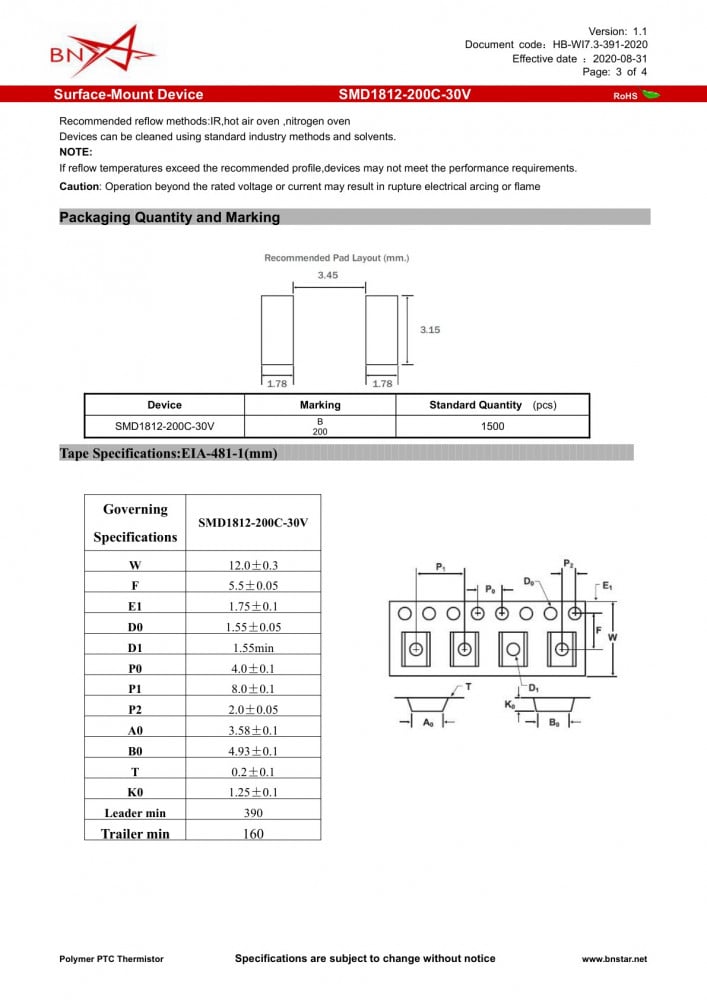 BNstar SMD1812-200C-30V datasheet page 3