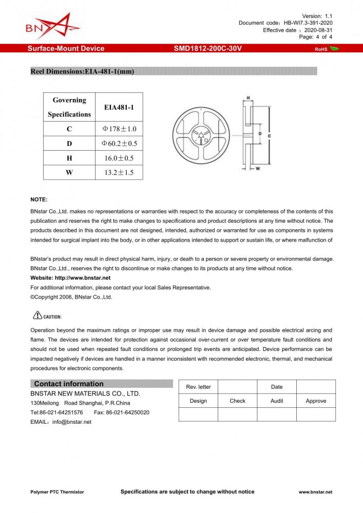 BNstar SMD1812-200C-30V datasheet page 4