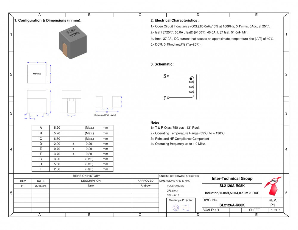 SL2126A-R08K product drawing and technical documentation