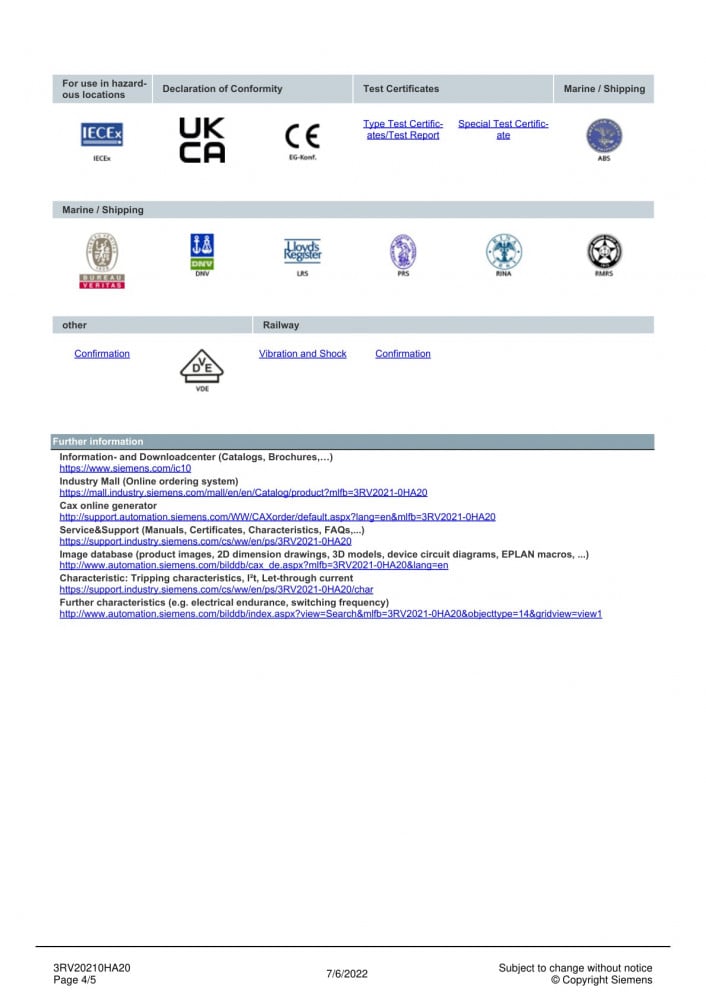 3RV20210HA20 datasheet page 4