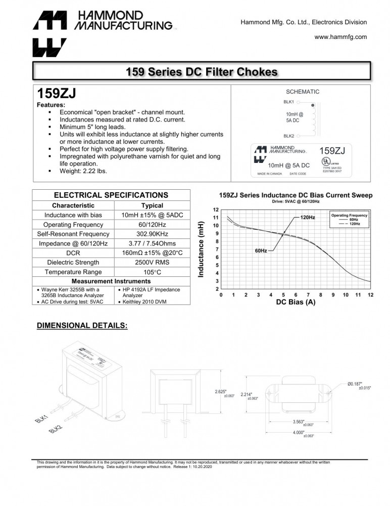 Hammond 159ZJ technical document page