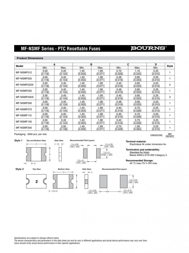 BOURNS MF-NSMF series datasheet page 3