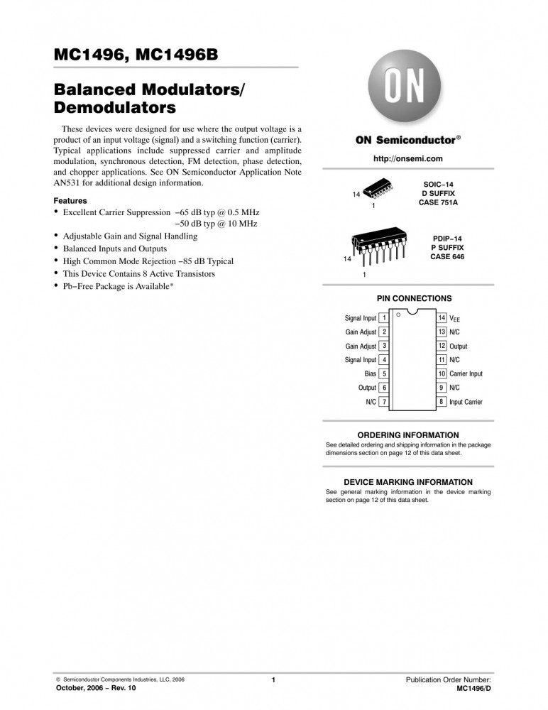 MC1496 technical document page 1