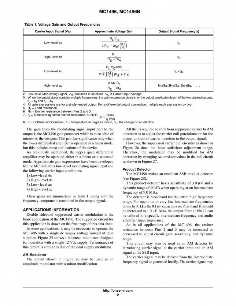 MC1496 technical document page 9