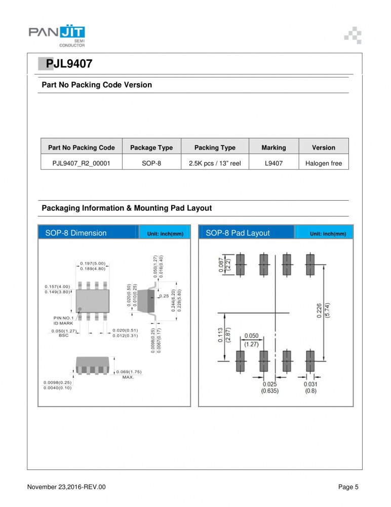 PJL9407 package information
