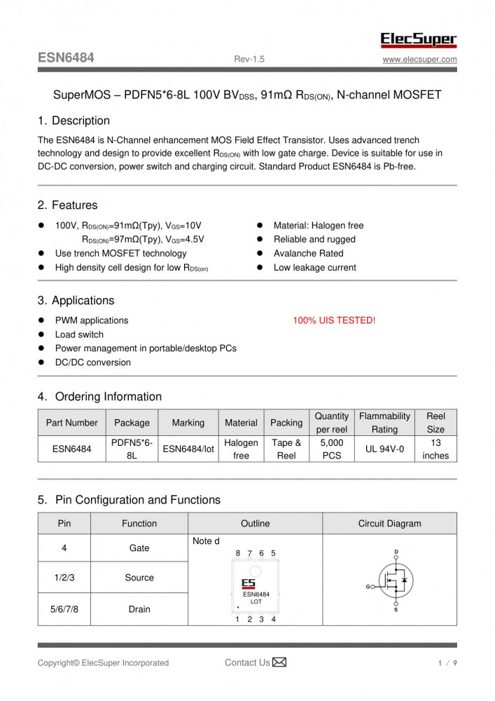 ESN6484 datasheet page 1