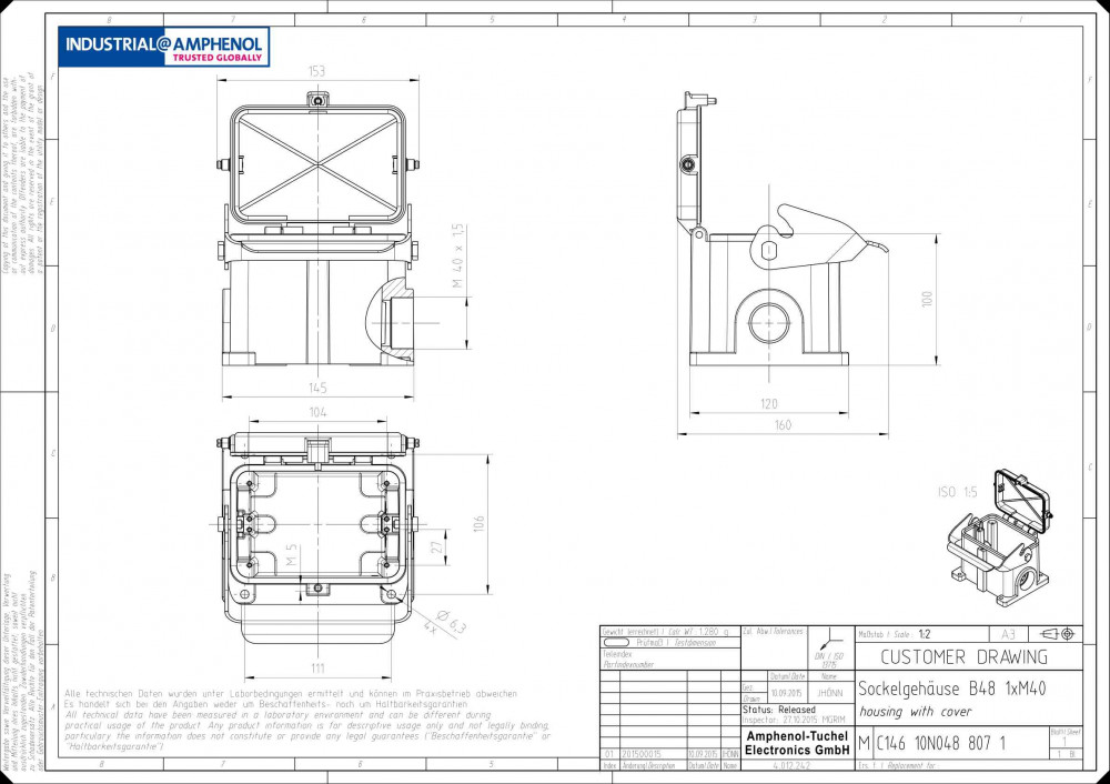 Amphenol C14610N0488071 customer drawing