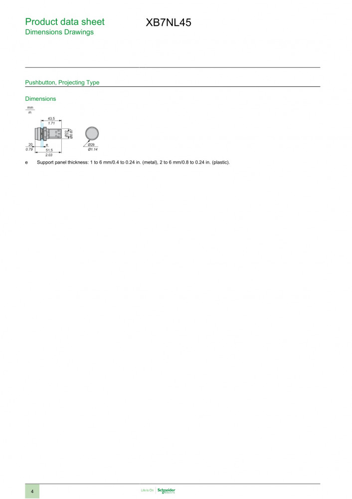 XB7NL45 technical documentation page 4